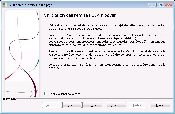 Validation des remises LCR à payer