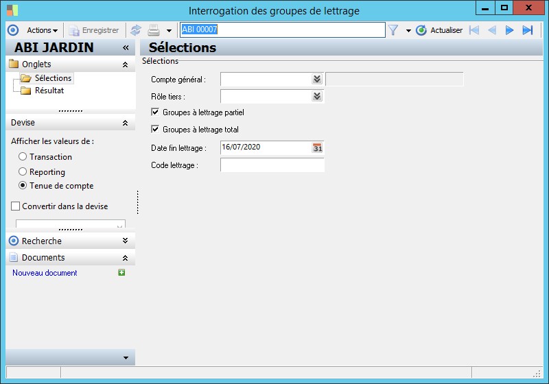 Interrogation des groupes de lettrage