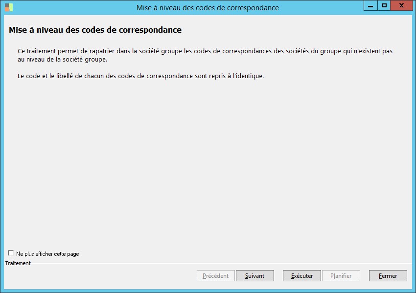 Mise à niveau des codes de correspondance