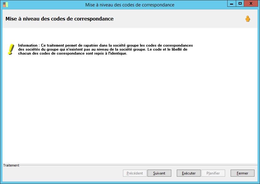 Mise à niveau des codes de correspondance