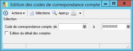 Edition des codes de correspondance compte