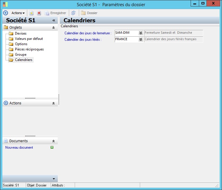 Paramètres du dossier