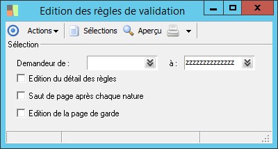Edition des règles de validation