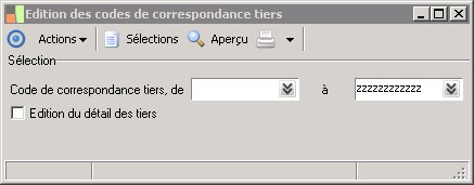 Edition des codes de correspondance tiers