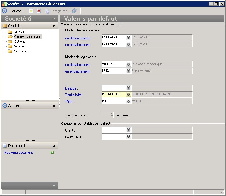 Paramètres du dossier