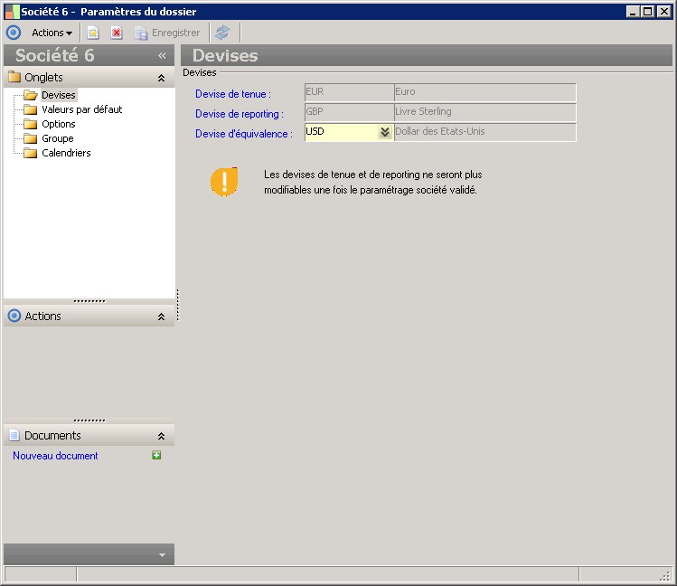 Paramètres du dossier